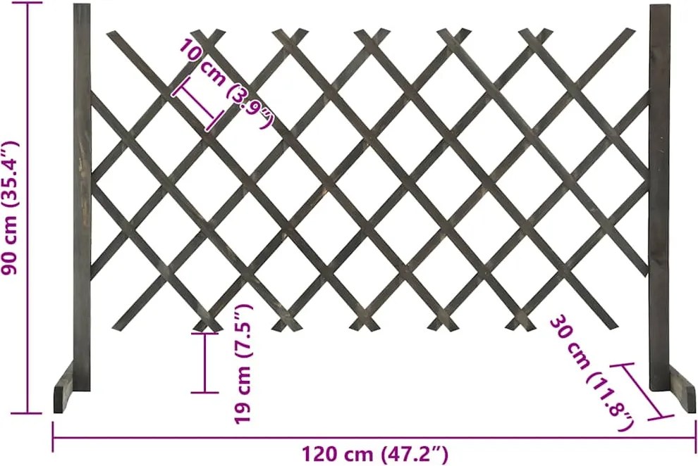 Zahradní trelážový plot šedý 120 x 90 cm masivní jedle 314825