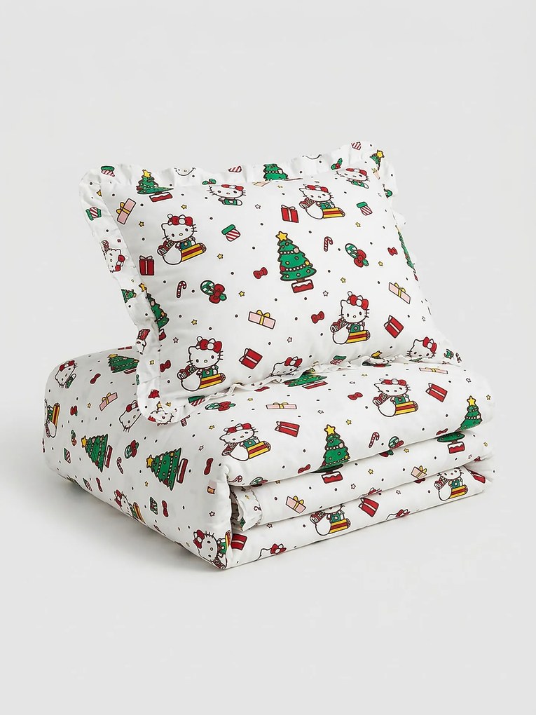 Sinsay - Sváteční povlečení s volány Hello Kitty - bílá