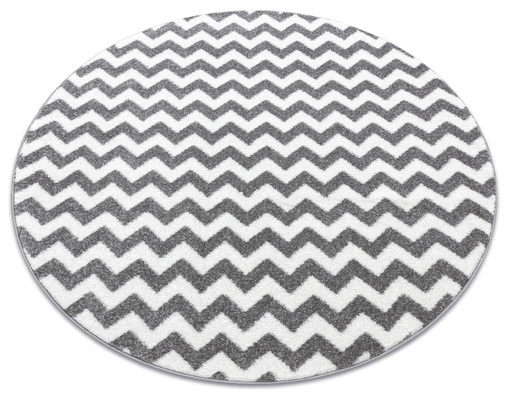 Kulatý koberec SKETCH - F561 šedý bílý Rozměr: průměr 140 cm