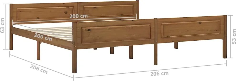 Rám postele masivní borové dřevo medově hnědý 200 x 200 cm 322116