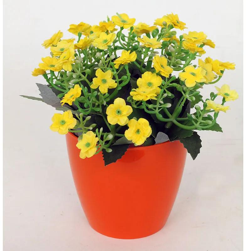 Kalanchoe umělá v květináči, žlutá barva - 1-0054A-1