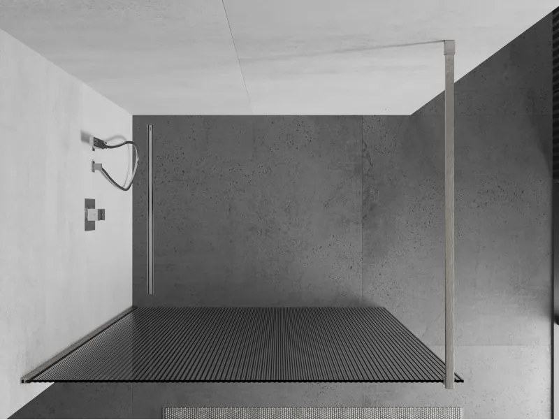 Mexen Kioto, sprchová zástěna Walk-In 100 x 200 cm, 8mm sklo s žebrovým vzorem, broušená ocel profil, 800-100-101-97-09