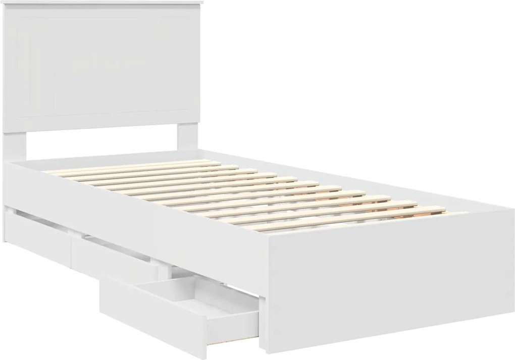 Rám postele se zásuvkou Bílá 90 x 200 cm Inženýrské dřevo 3411152