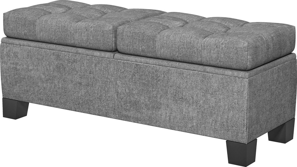 HOMCOM Hedvábně měkký úložný otoman s knoflíky pro předsíň a ložnici, 116x41x47cm, Šedý | Aosom