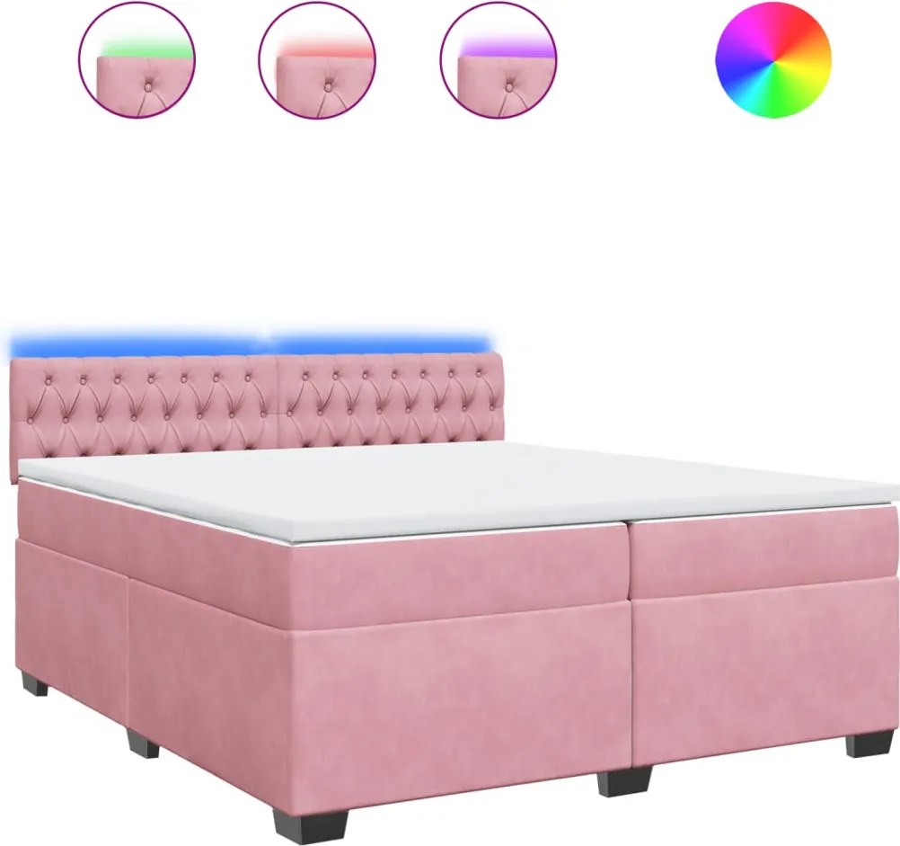 Box spring postel s matrací růžová 200x200 cm samet 3288713
