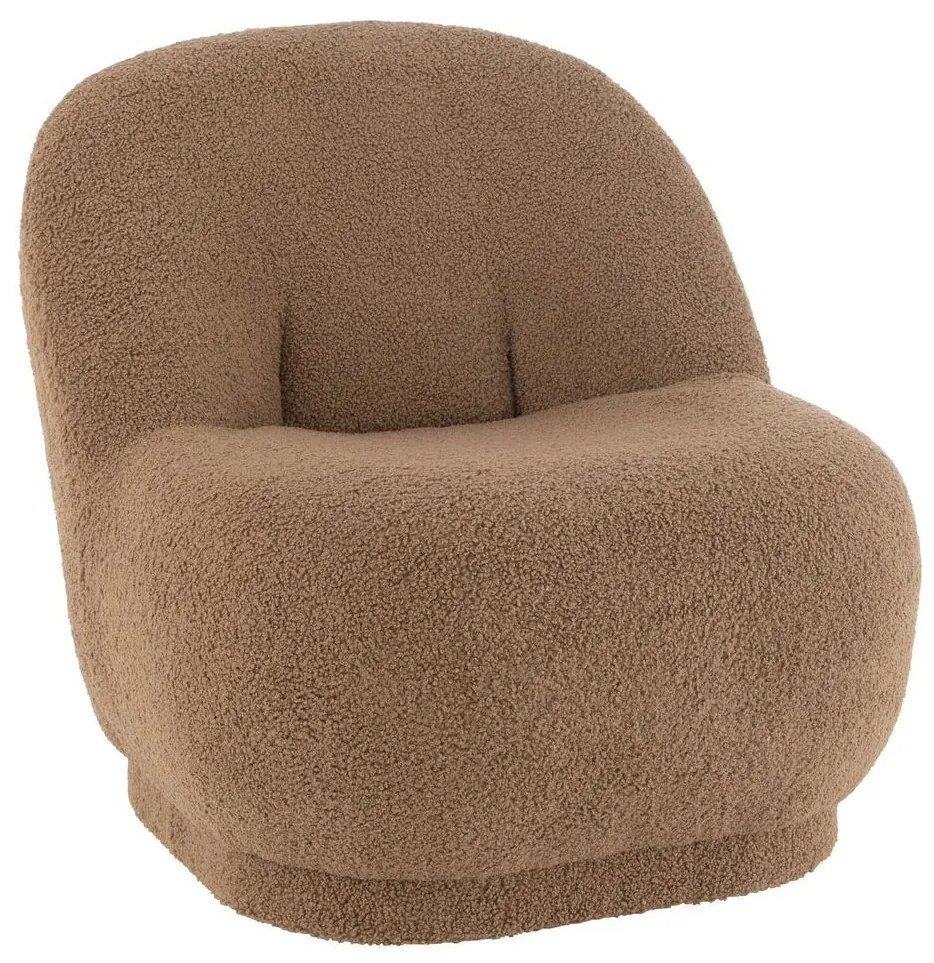Hnědá kulatá stolička/ křesílko s opěrkou Teddy Bouclé Brown - 78*88*72 cm