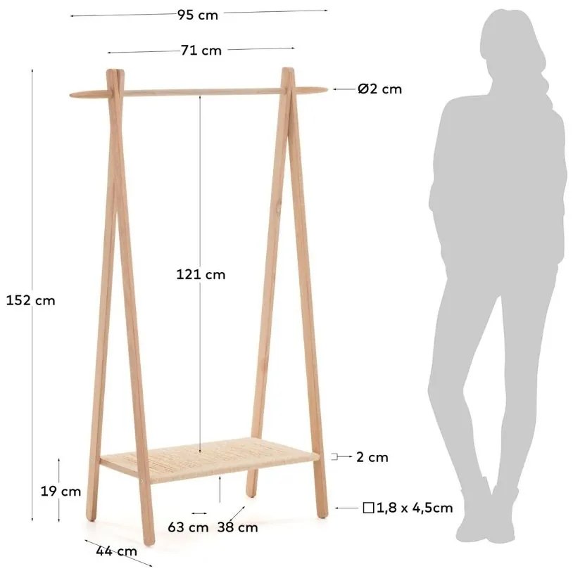 Dubový věšák Kave Home Natane 152 cm