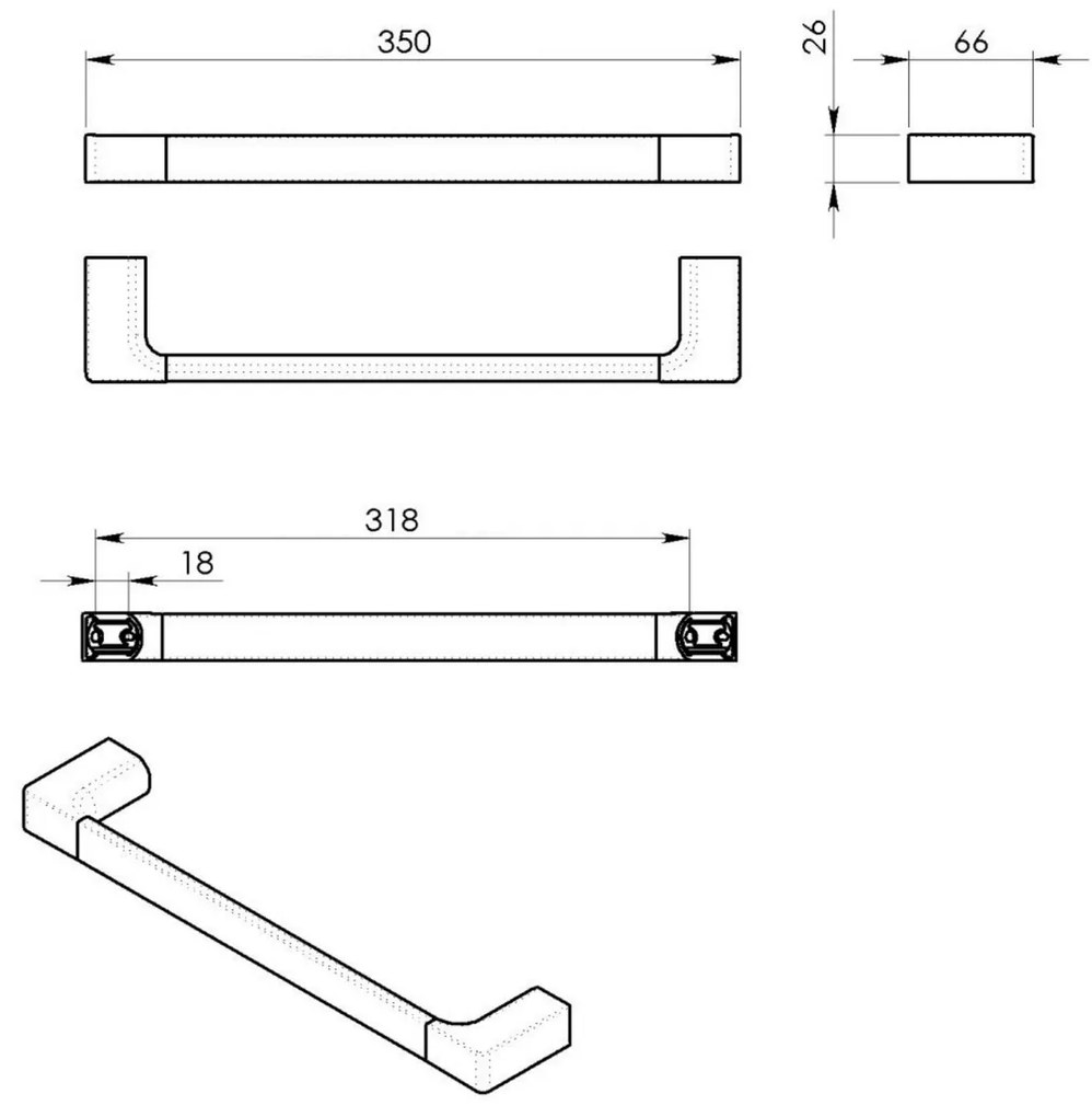 GEDY PI213513 Pirenei držák ručníků 35 x 6,6 cm, stříbrná