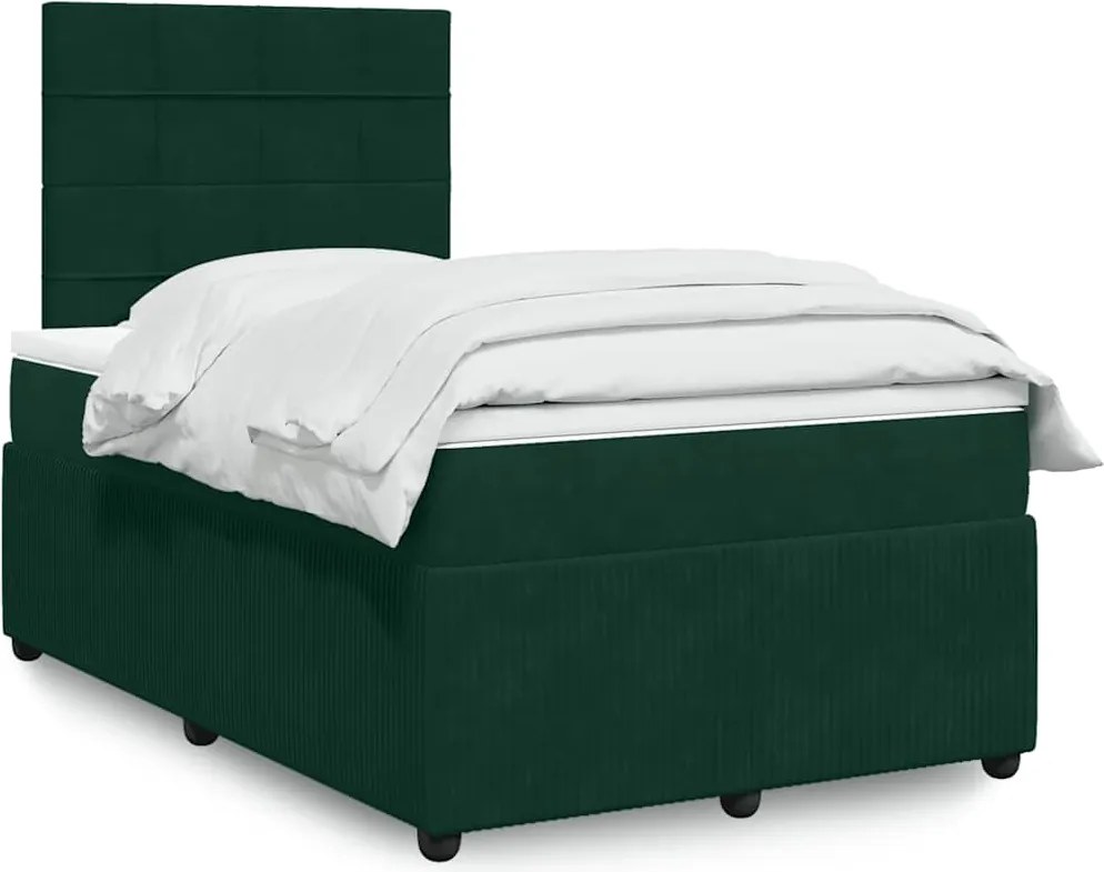 Box spring postel s matrací tmavě zelená 120x190 cm samet 3294589