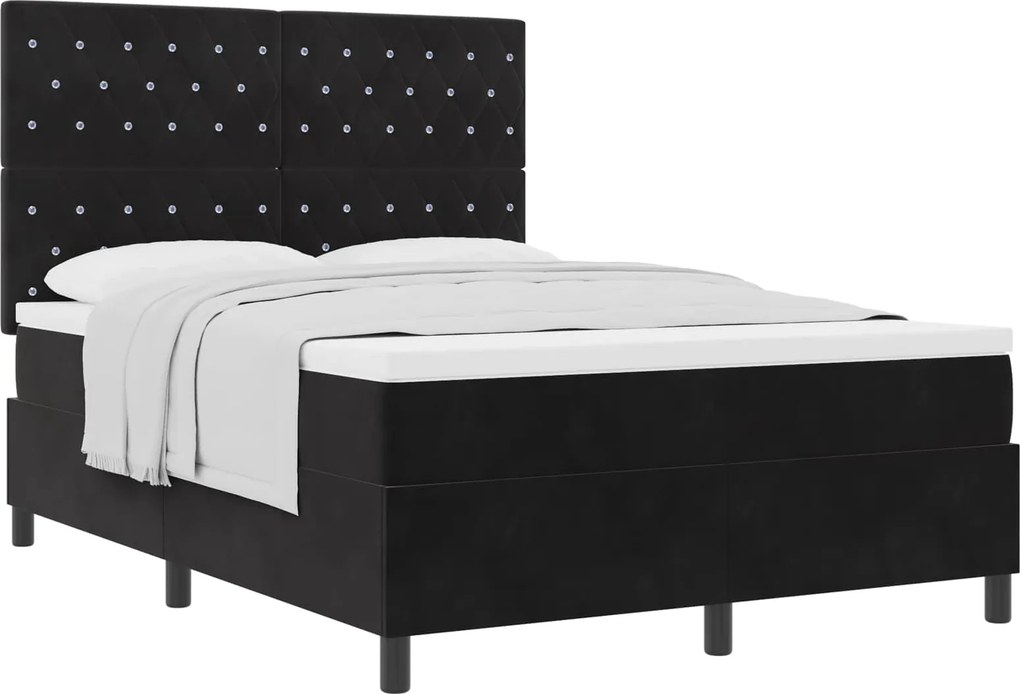 Postel s boxspringem s matrací s čelo Černý 160 x 200 cm samet 3339778
