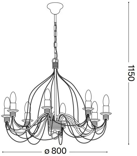 Ideal Lux - Lustr na řetězu CORTE 8xE14/40W/230V pr. 80 cm měď