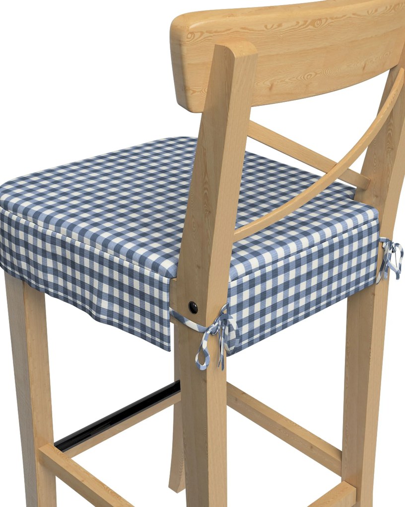 Sedák na židli IKEA Ingolf - barová barva tmavě modrá látka vzorované