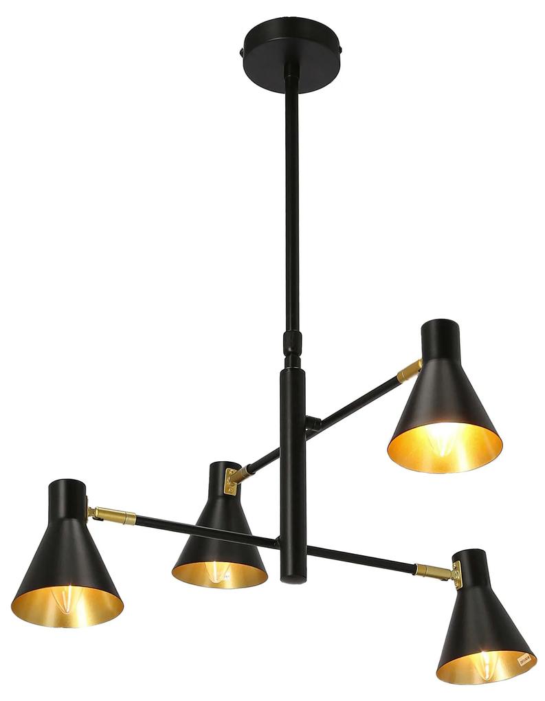 Candellux Černo-zlatý závěsný lustr Less pro žárovku 4x E14
