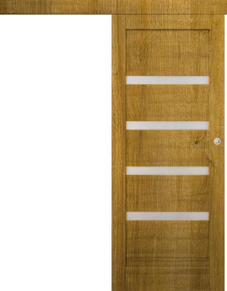 posuvné interiérové dveře na stěnu vasco doors EVORA model 4 Průchozí rozměr: 70 x 197 cm, Orientace dveří: Levé dveře, Dekor: Dub sonoma