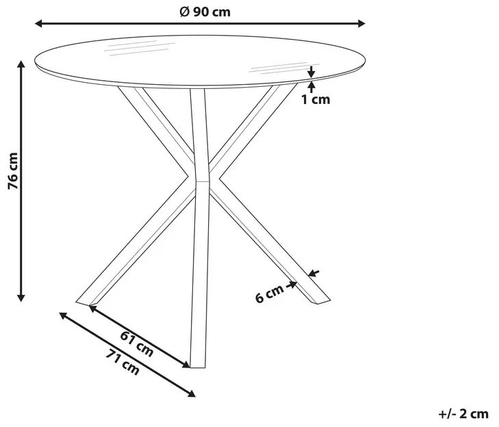 Kulatý skleněný jídelní stůl ⌀ 90 cm zlatý SAVONI Beliani