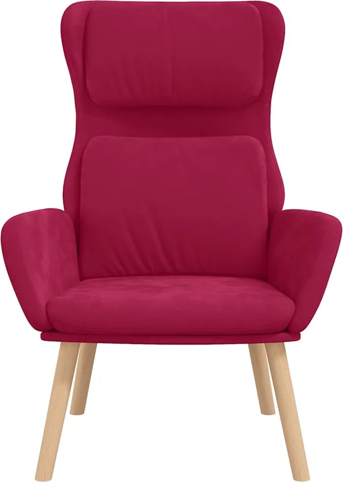 Relaxační křeslo vínové samet 341356