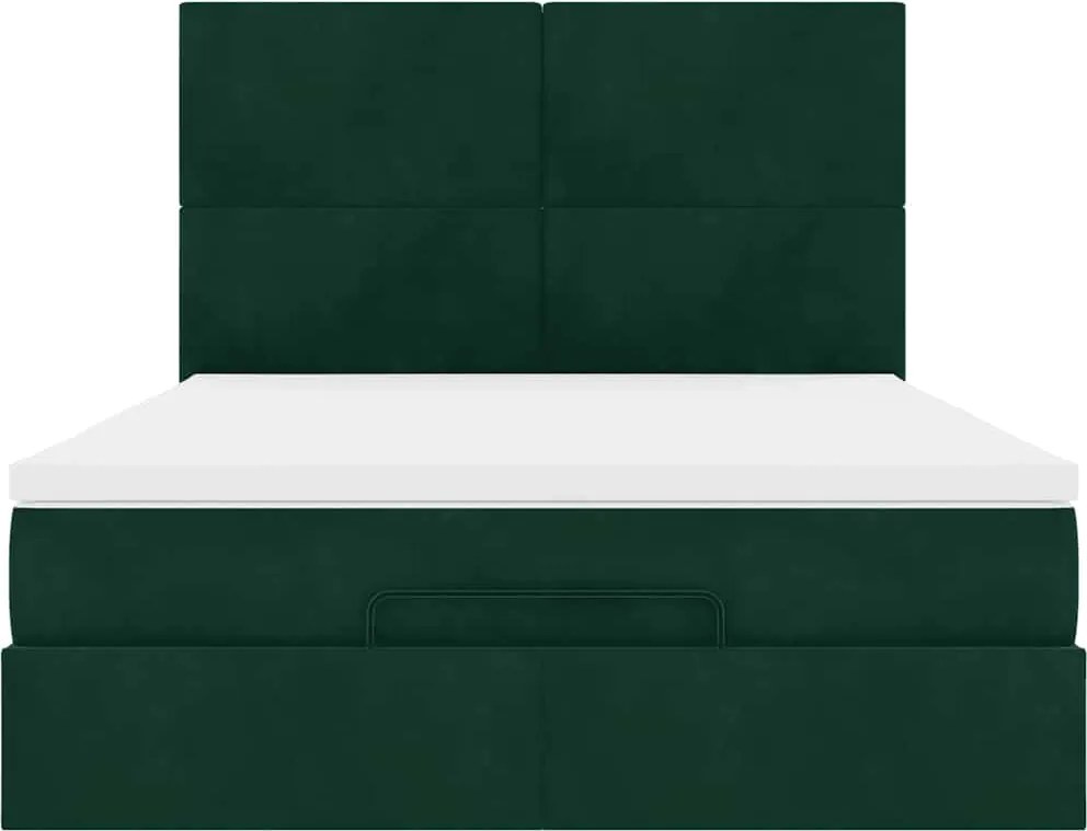 Osmanský rám postele s matracemi tmavě zelená 140x190cm samet 3313400