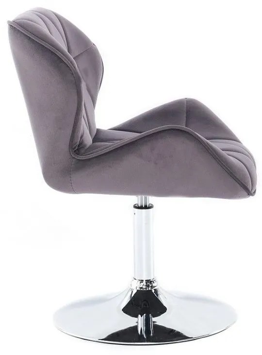 LuxuryForm DESIGN Otočná židle MILANO VELUR na stříbrném talíři - tmavě šedá
