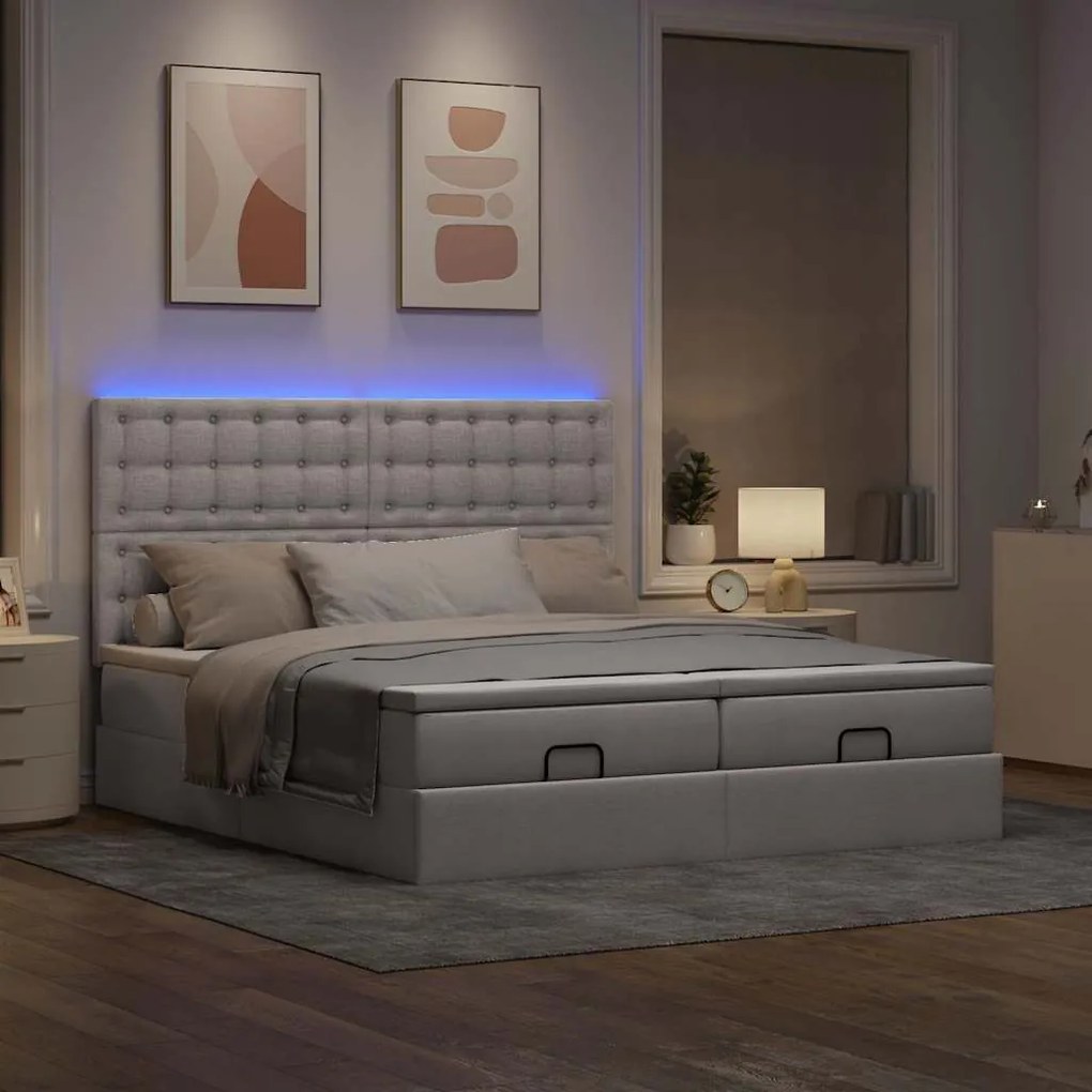 Osmanský rám postele s matrací taupe 160x200cm textil 3314580