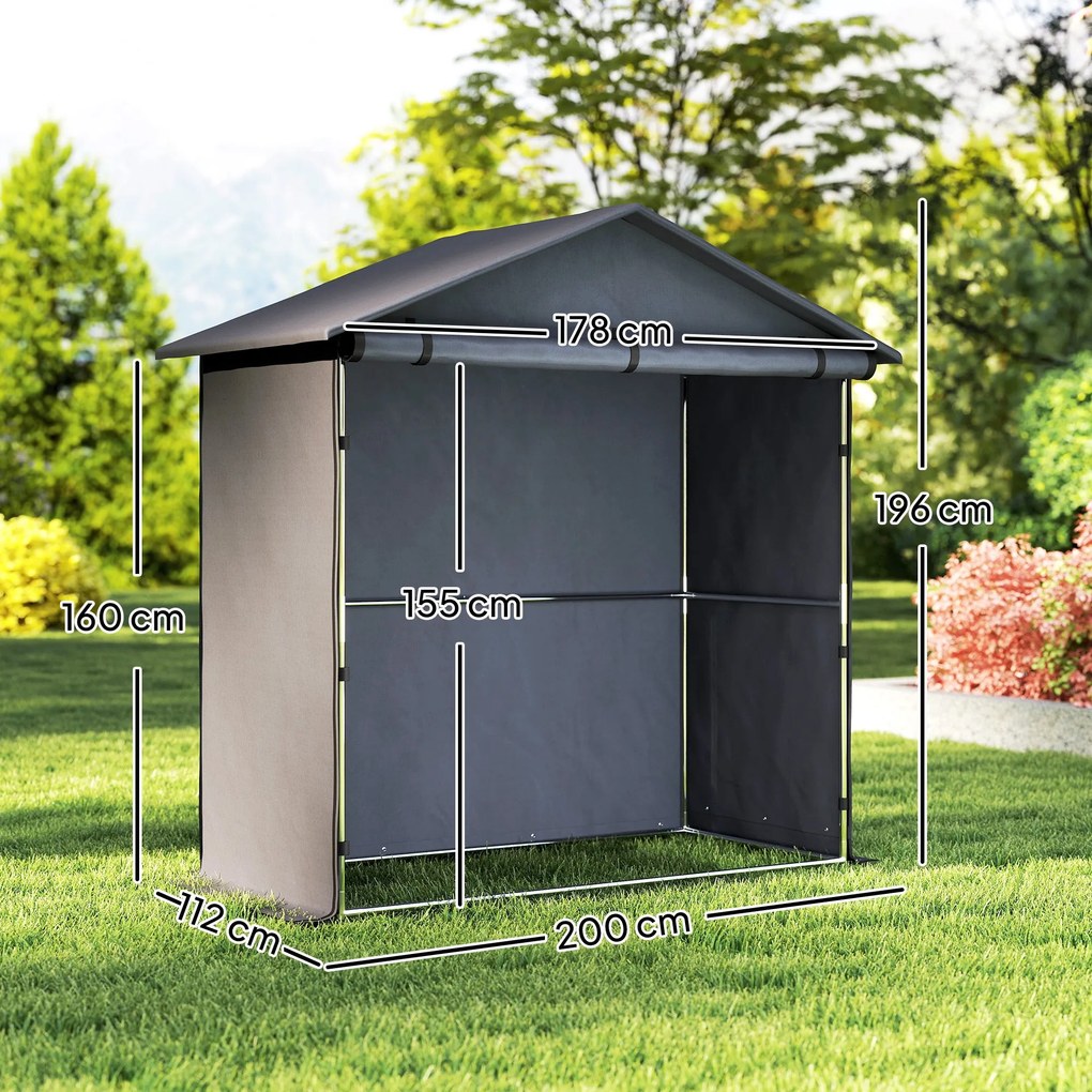Outsunny Garážový stan 1,1x2m s rolovacím vstupem, provazy a kolíky, pozinkovaná ocel a 420D Oxford venkovní garáž na jízdní kola a zahradní nářadí, …