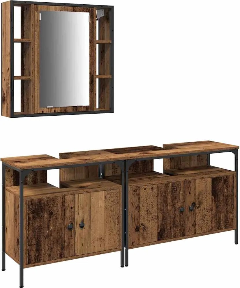 Koupelnové umyvadlové jednotky 3 ks Hnědá 80 x 30 x 60 cm 3332546
