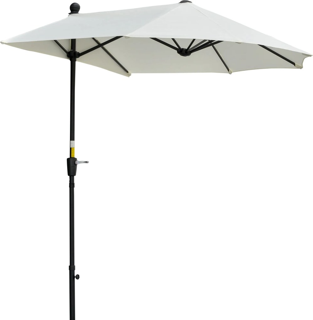 Zahradní slunečník Outsunny 200x190x240 cm s kličkou a křížovou základnou, ochrana proti UV pro terasu a balkon, krémová | Aosom