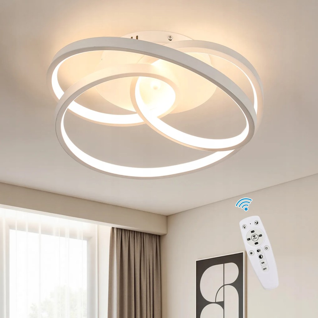 Lampa Sufitowa Led Wiszaca Biały Nowoczesna Do Salonu Ściemnialna+pilot 40W