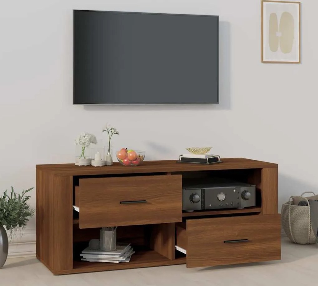 vidaXL TV skříňka 100 x 35 x 40 cm kompozitní dřevo [823106] Barva: hnědý dub