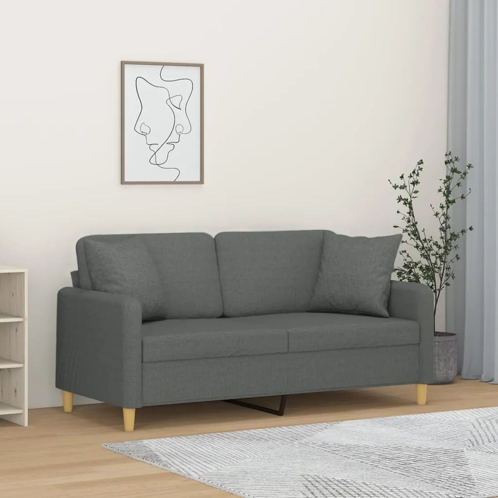 2místná pohovka s polštáři tmavě šedá 140 cm textil 3200910