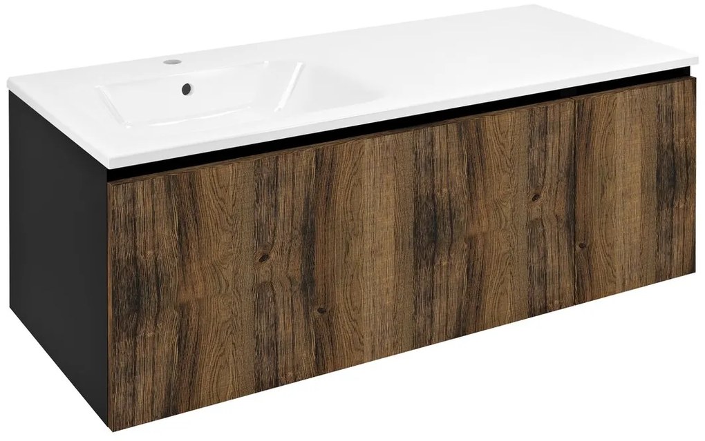 Sapho Sapho, LOREA skříňka s umyvadlem 121x46x51, 5cm (90+30cm), levá, dub collingwood/černá matná, LE090-1935-L-03