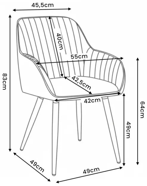 Sada dvou jídelních židlí TURNO sametové, šedé / černé nohy (2 ks)