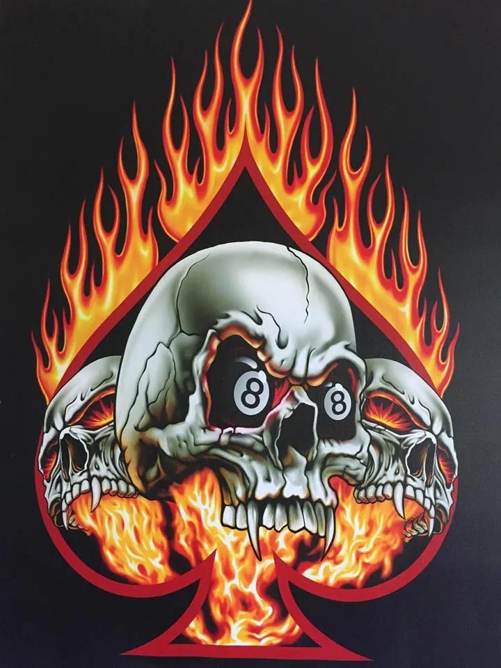 Dejtonazed Obraz Hazard – ohnivá lebka s kulečníkovými koulemi místo očí, 70×50 cm