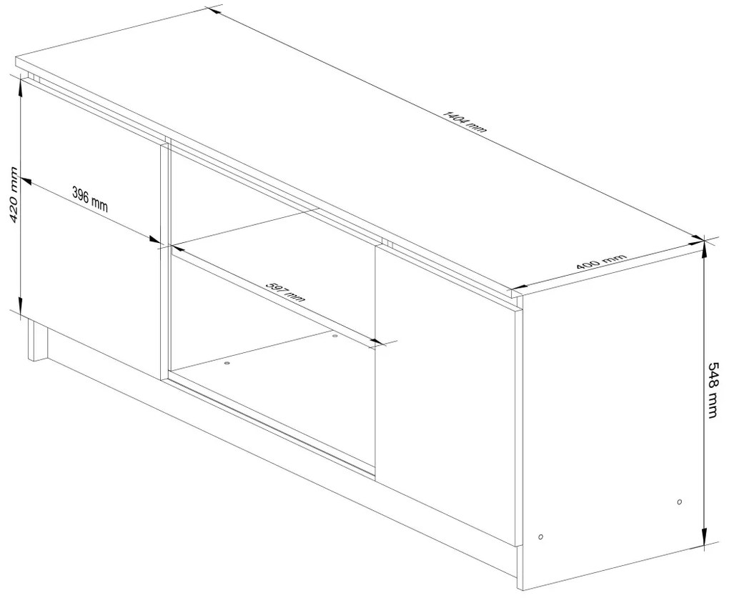 TV stolek Beron 140 cm sonoma/bílý