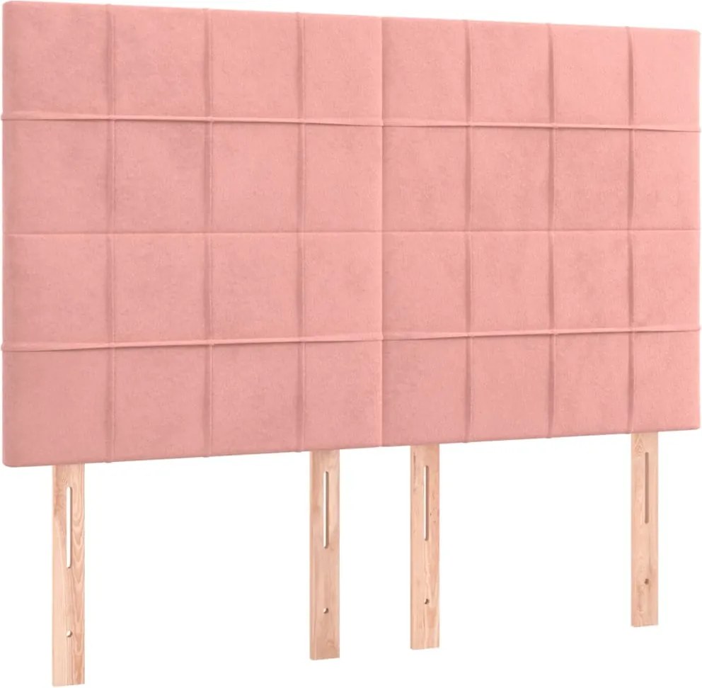 Box spring postel s matrací a LED růžová 140x200 cm samet 3136130