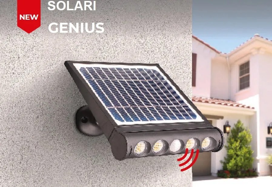 CEN GNS-081240 Solární reflektor LED GENIUS SOLARE SLIM 8W 4000K 950lm IP65 - CENTURY
