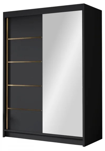 Šatní skříň se zrcadlem Virento III 120, Barva: černá