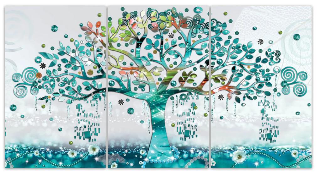 Malvis ® Obrazy tyrkysový strom Velikost: pětidílný obdélník - 100x45 cm