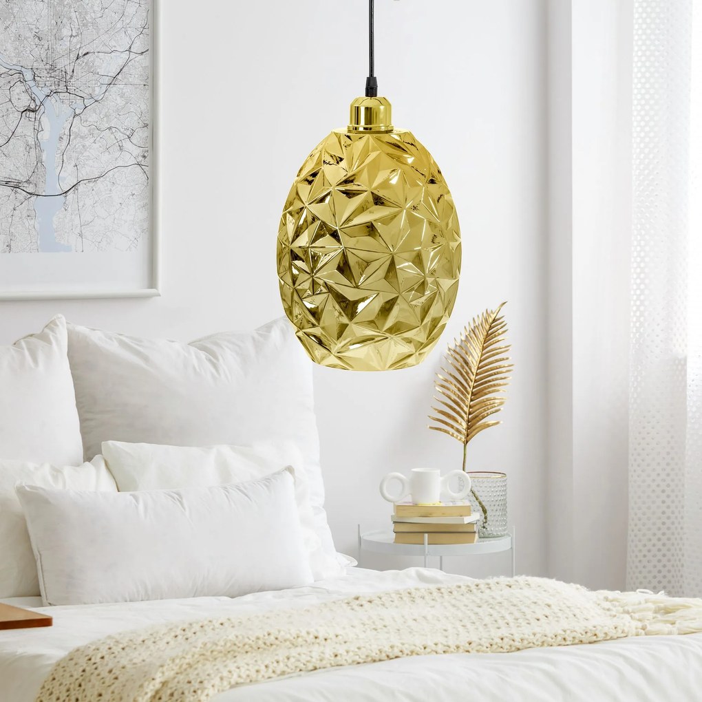 Toolight - Skleněná závěsná lampa APP565-1CP 1xE27 60W, zlatá, OSW-08752