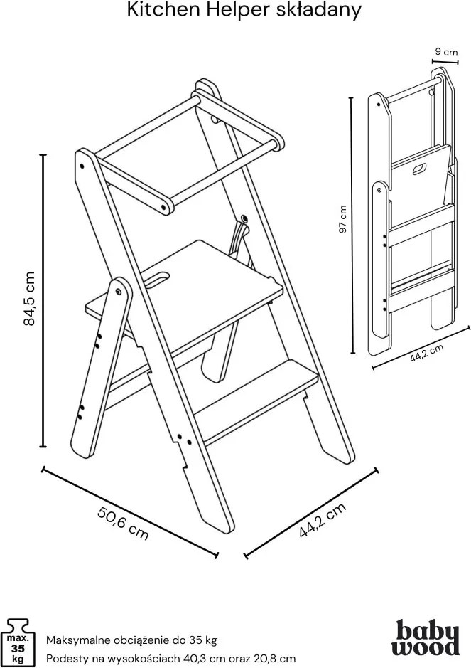 Učíci montessori dětská věž skládací natural