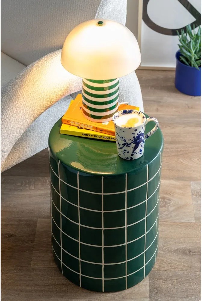 Keramický kulatý odkládací stolek ø 33 cm Retro Tiles – Leitmotiv