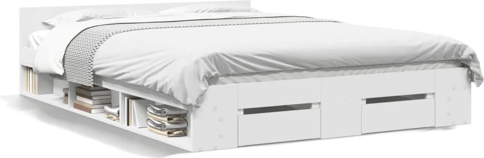 Rám postele se zásuvkami bílý 135 x 190 cm kompozitní dřevo 3280769