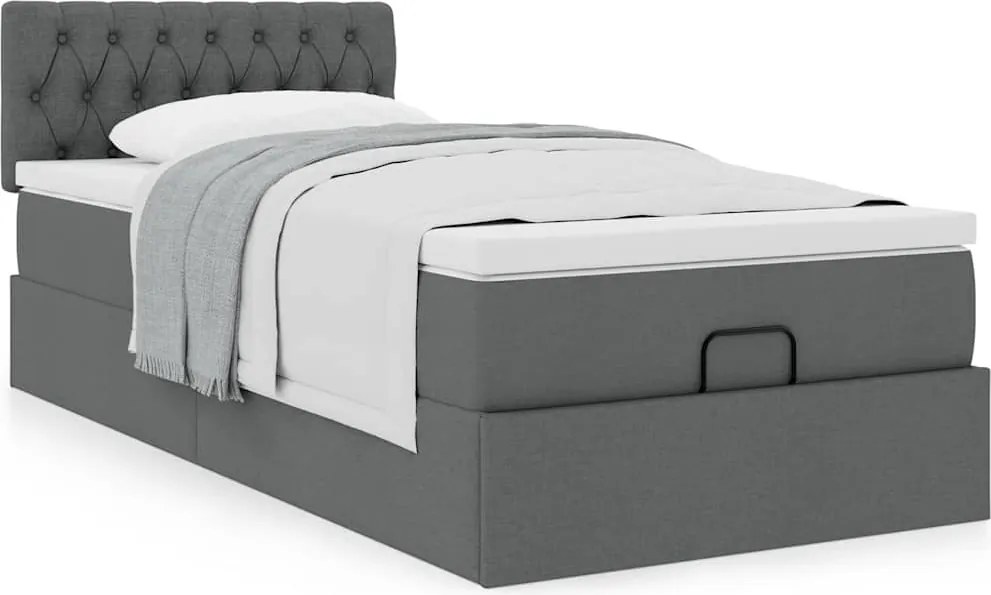 Osmanský rám postele s matrací tmavě šedá 80x200cm textil 3311498