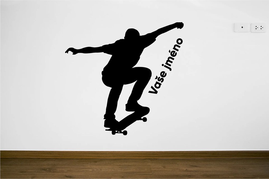 Lepy.cz Samolepka na zeď Skateboardista - doskok Velikost (šířka x výška): 40x40cm, Barevná varianta: Bílá