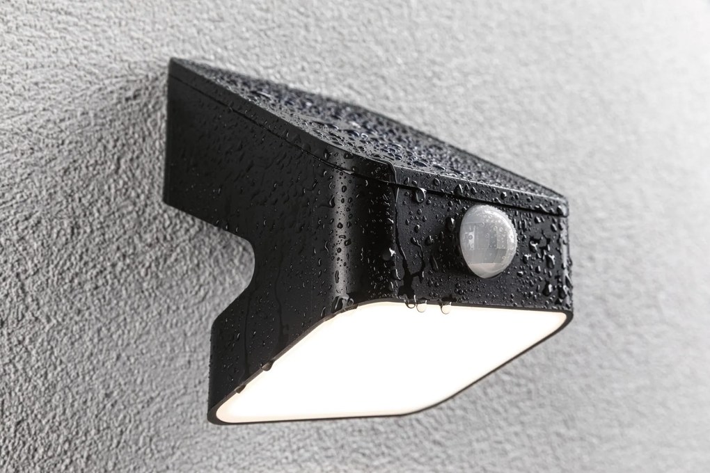 P 94608 Solární LED osvětlení zdí Lesly pohybové čidlo (IR) IP65 hranaté 113x126mm 3000K 5,5W antracit umělá hmota - PAULMANN