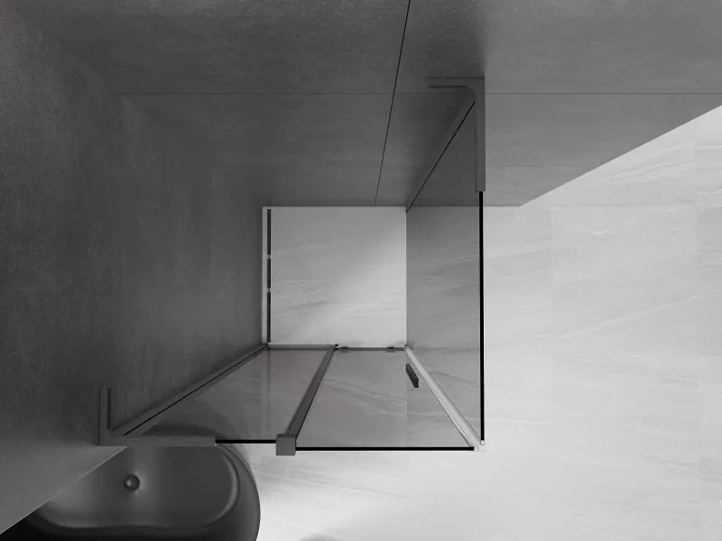 Mexen Velar L, sprchový kout s posuvnými dveřmi 90 x 90 cm, 8mm šedé sklo, grafit broušený, 871-090-090-43-66