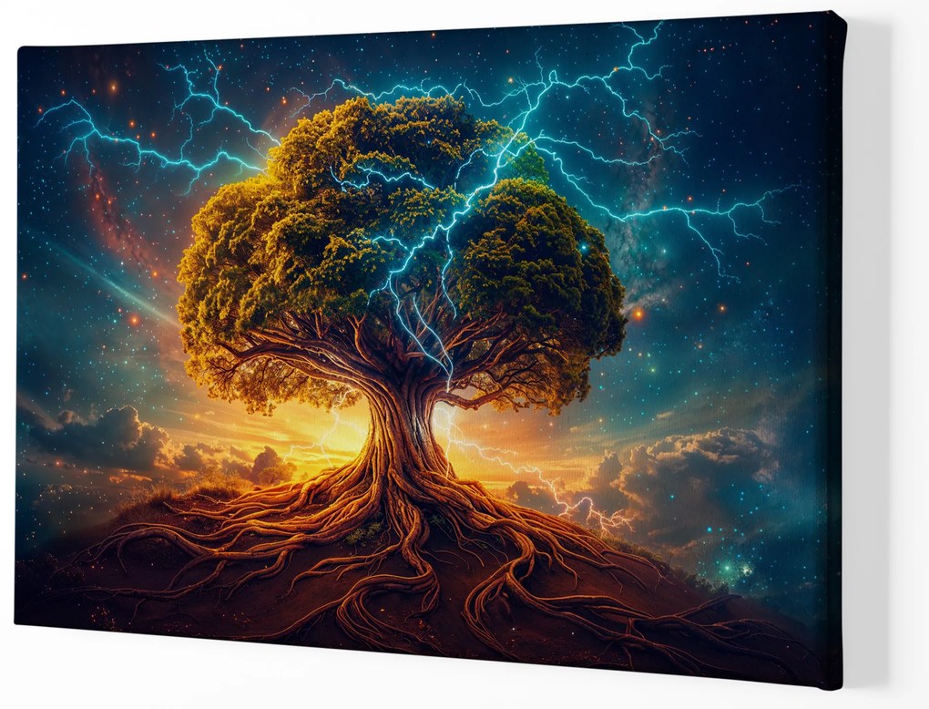 Obraz na plátně - Strom života Bleskový kontakt FeelHappy.cz Velikost obrazu: 210 x 140 cm