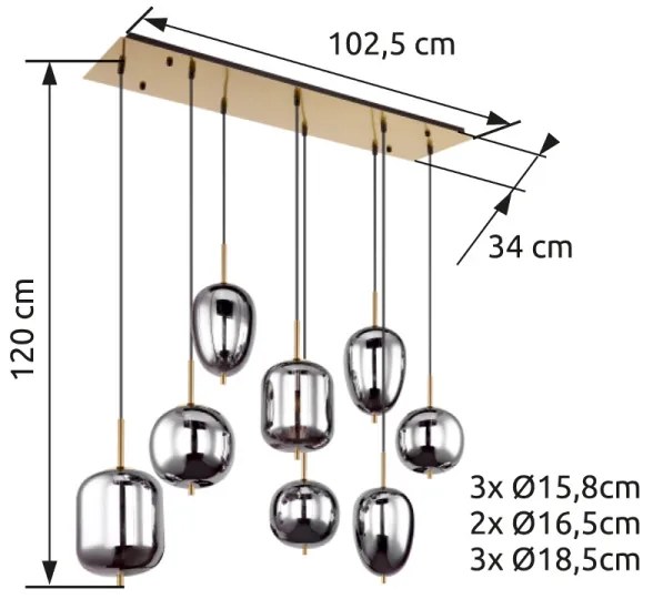 Globo 15345-8MM - Lustr na lanku BLACKY I 8xE14/40W/230V