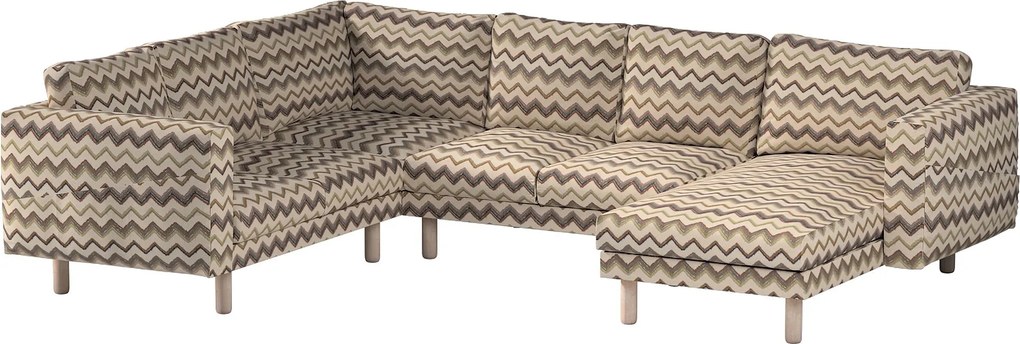 Potah na pohovku IKEA Norsborg rohová, 5-místná se šezlongem barva béžová látka pletený vzor, vzorované