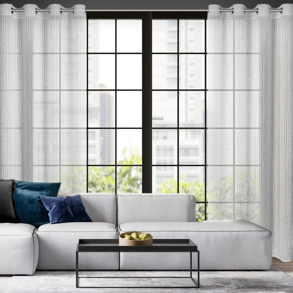 ZÁVĚS NA KROUŽCÍCH TIFFANY 135X250 CM BÍLÁ