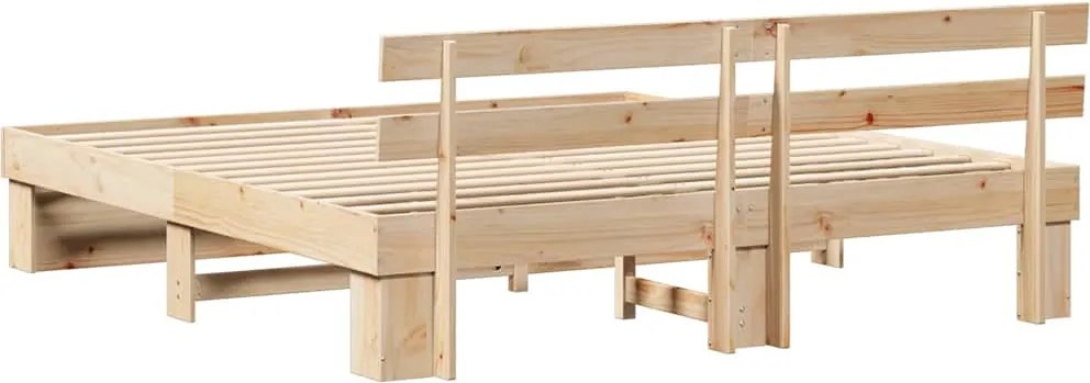 Rám postele s čelo Hnědá 200 x 200 cm Masivní borové dřevo 3385670